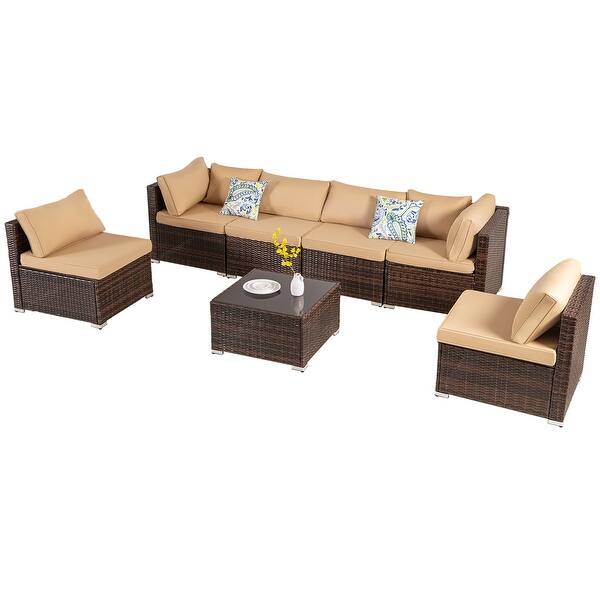 3/7-PC Wicker Patio Conversation set with Table--Clearance - Bed Bath ...