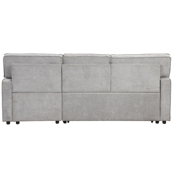 Modern L Shape Sleeper Sectional Sofa Set Polyester Fabric Couch Set ...