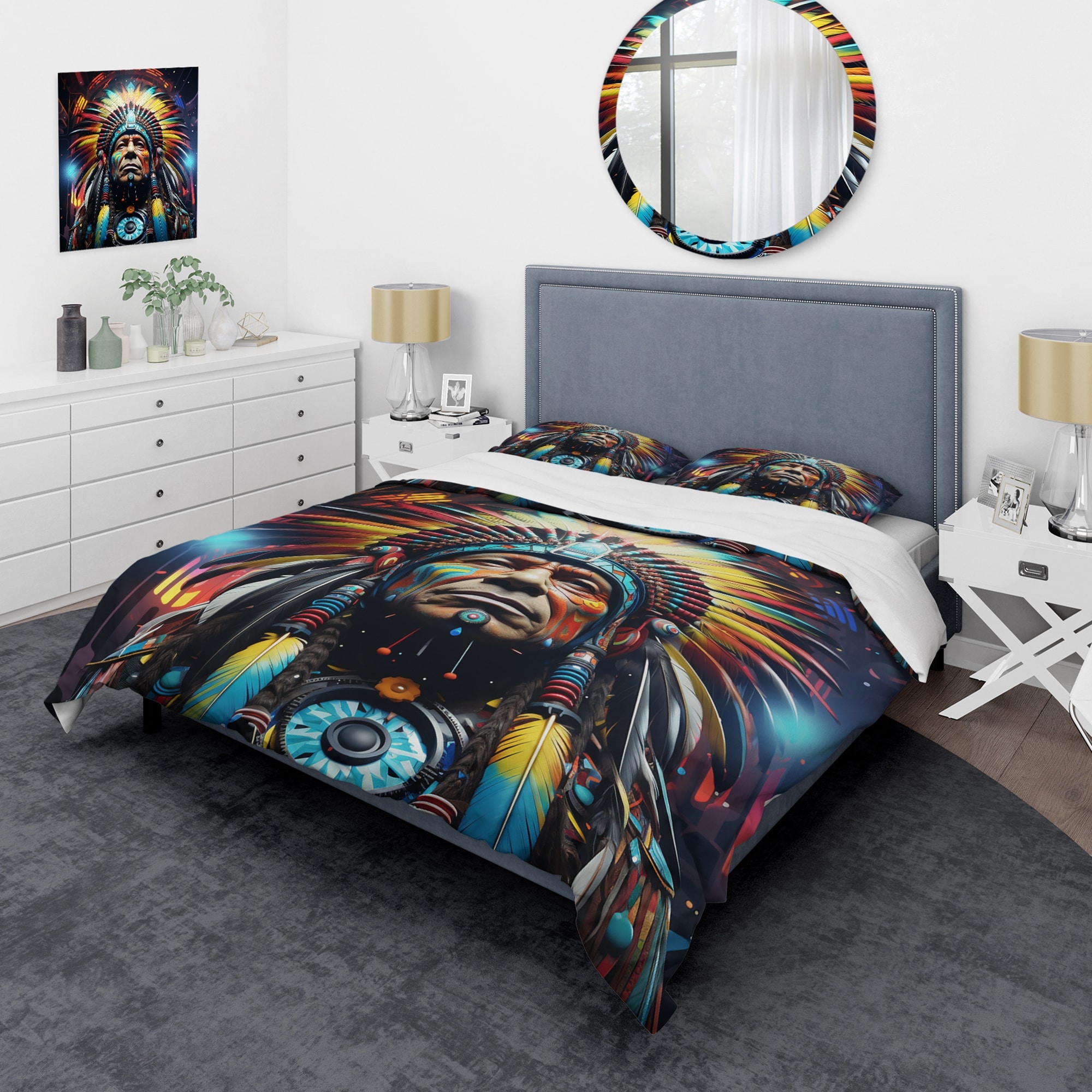 native american queen bed set
