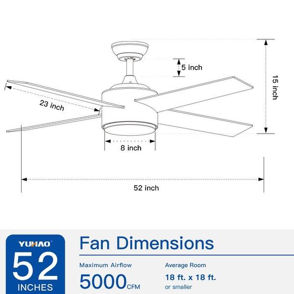 Industrial LED Ceiling Fan with Light Chandelier Remote Control 5 ...