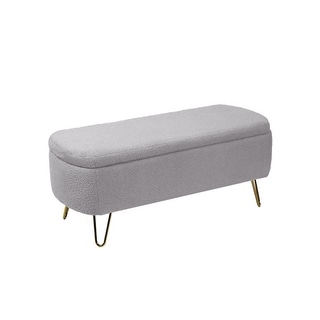 16.54" padded with storage Grey storage Faux Fur storage for living ...
