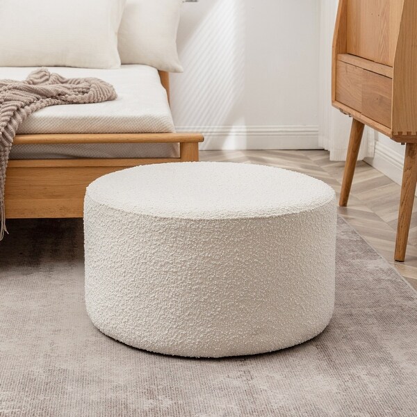 KINWELL Round Upholstered Pouf Ottoman Footrest On Sale Bed Bath Beyond 38407135
