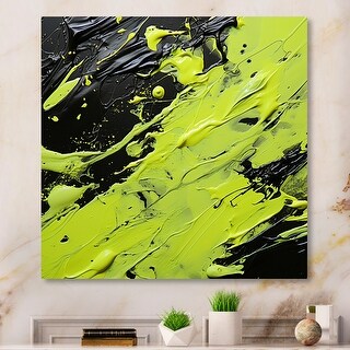 Designart "Green Spiral Neon Fusion III" Abstract Collages Wall Art ...