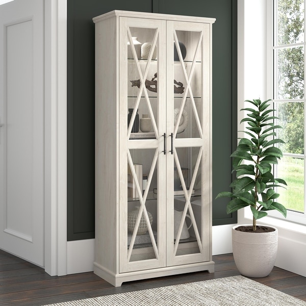 Tall Bookshelf Display Cabinet Curio Cabinet with Acrylic Glass Doors ...