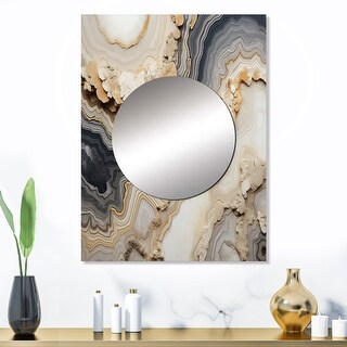 Designart "Grey And Orange Minimalism Stone Geode" Stone Geode Mirror ...