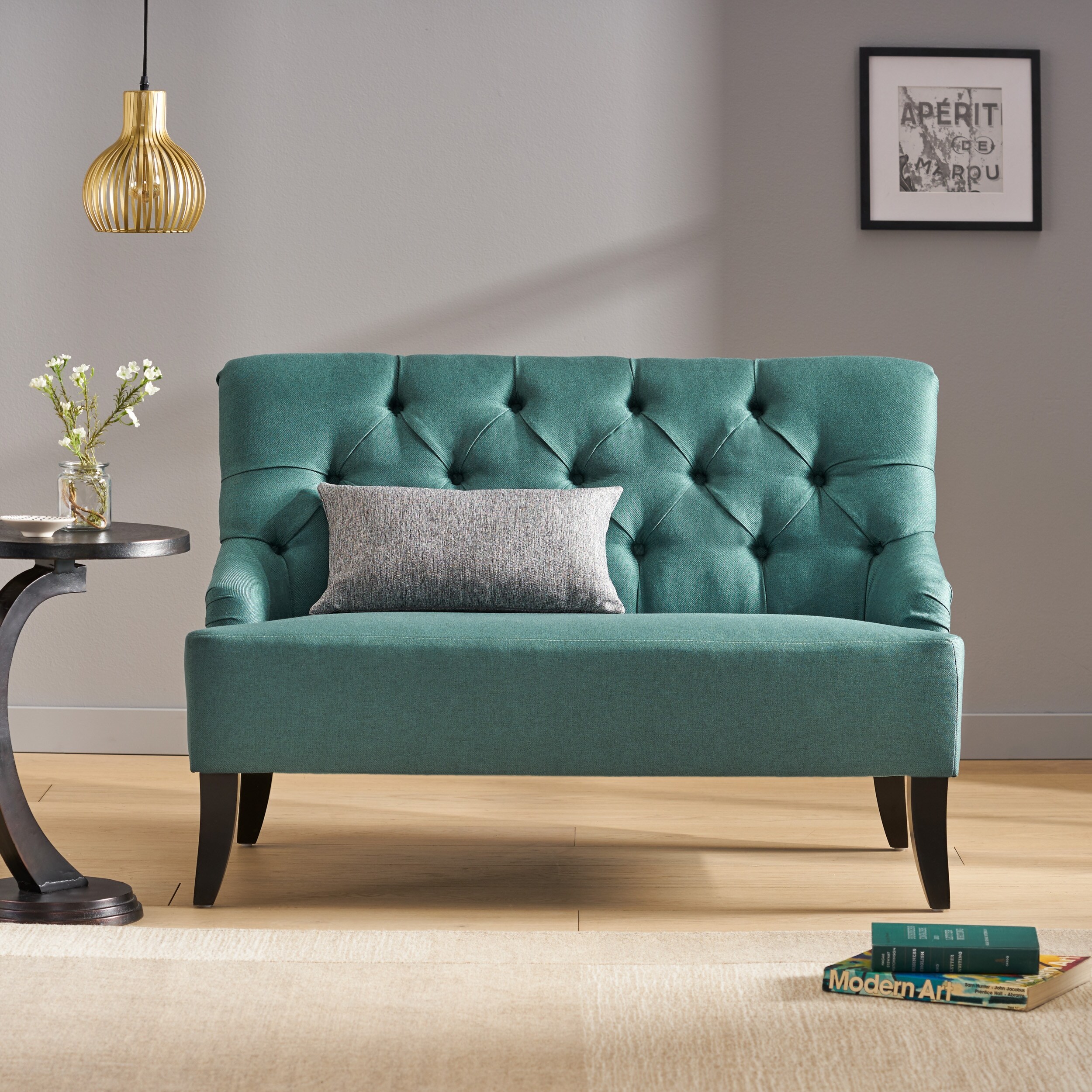 Teal tufted bench store