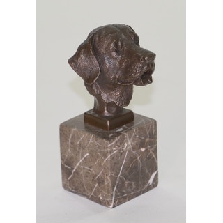 Labrador Retriever Head Bust Bronze Sculpture Marble Base Book End ...