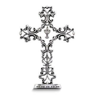 Curata Silver-Tone Filigree First Holy Communion Standing Cross - Bed ...