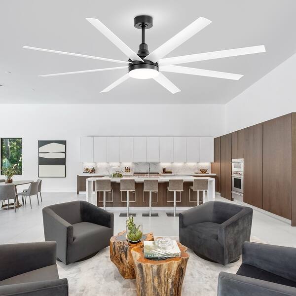 72 Inch White LED Ceiling Fan with Light Remote(8-Blade) - Bed Bath ...