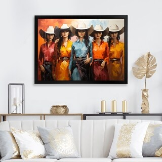 Designart "Popart Cowgirl Western Charisma I" Cowgirls Yellow Wall ...