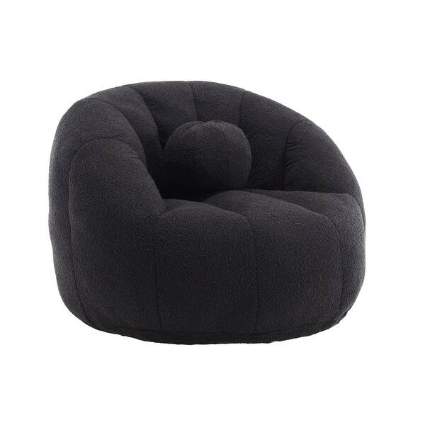 HOMEFUN Boucle Upholstered Round Lazy Cozy Bean Bag Chair With a ball ...