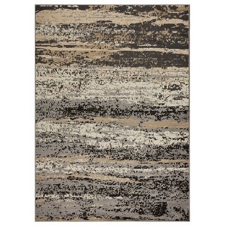 8' x 10' Beige and Black Abstract Desert Area Rug - 3'6" - Bed Bath ...