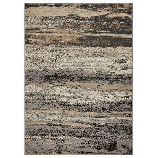 Beige and Black Abstract Desert Area Rug - Bed Bath & Beyond - 34737034