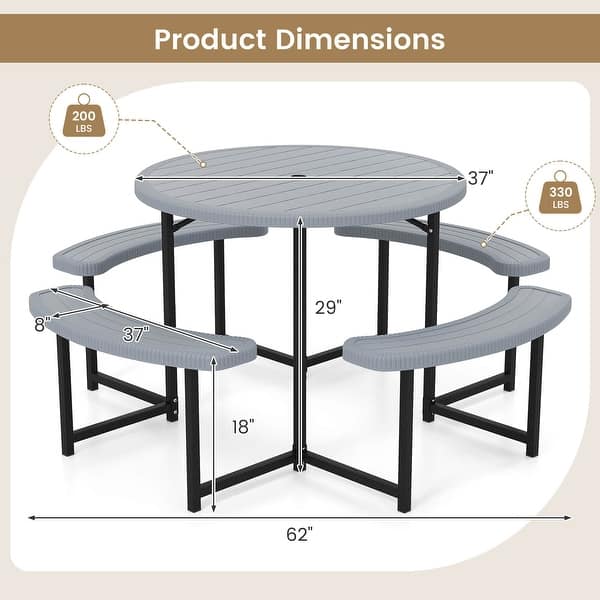 round picnic table dimensions