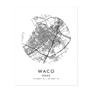 Waco Texas Maps Black White Circles Minimal Modern Art Print/Poster ...