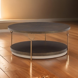Modern 42 Inch Coffee Table, Ash Veneer, Metal Frame, Wheels, Gold ...