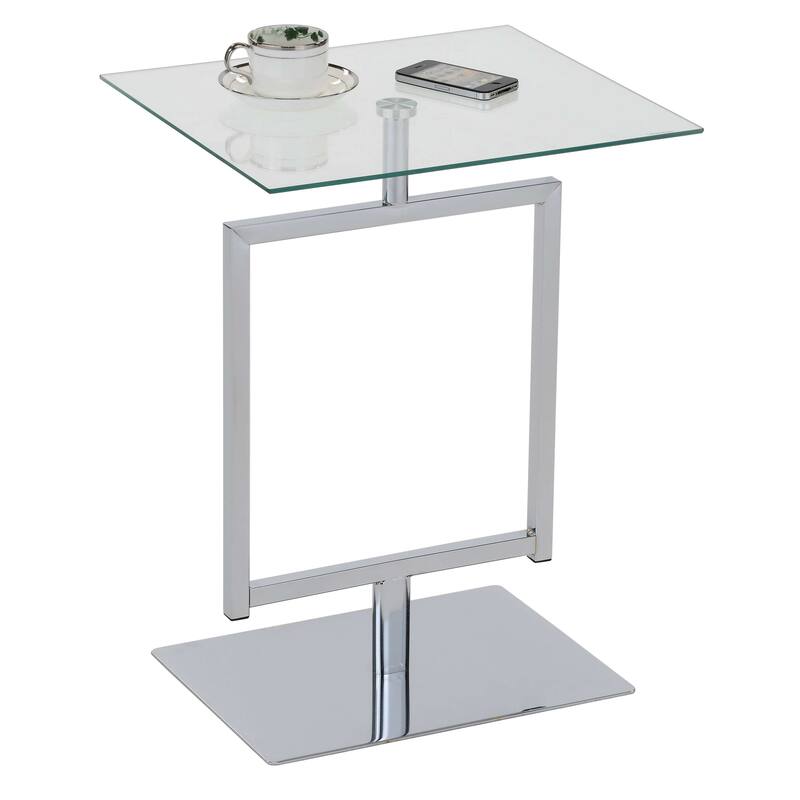 Metal & Glass Side Table (Chrome) - Overstock - 32145554