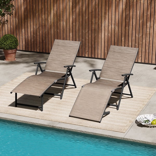 VredHom Outdoor Portable Folding Chaise Lounge Chairs (Set of 2) - 70 ...