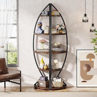 5-Tier Corner Shelf, 69 Inch Tall Corner Bookshelf Bookcase - Bed Bath ...