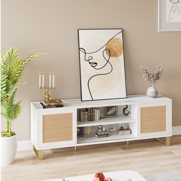 Ail TV Stand for 65 Inch TV Stand White Entertainment Center Modern TV ...