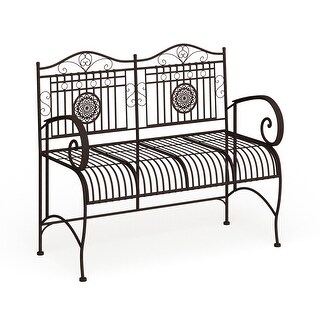 Handmade Rust Patina Rustic Metal Garden Bench - Bed Bath & Beyond ...