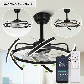 CurveCurio 24" Modern Fan Light DIY Adjustable Light, 3 Color Tone ...