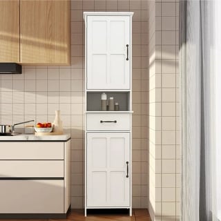64.96"Tall Narrow Storage Cabinet, Bathroom Slim Floor Freestanding ...