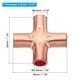 2pcs 1/4 Inch ID Copper Cross Pipe Fitting 4 Way Copper End Feed Equal ...