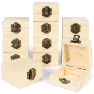 12 Pack Small Wooden Boxes For Crafts, Unfinished Wood Jewelry Boxes ...