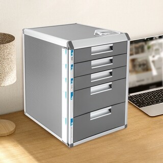5-Drawer Desktop Filing Cabinet with Labels and Lock - Bed Bath ...