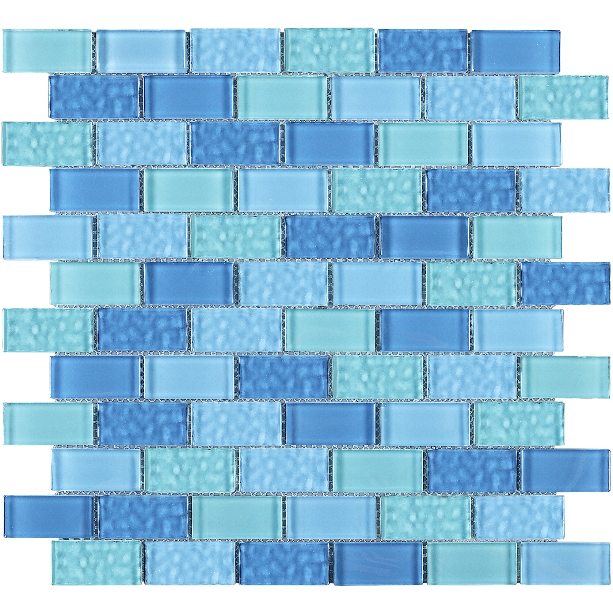 TileGen. Small Brick 1/2" x 2" Glass Tile in Baby Blue Wall Tile (10 ...