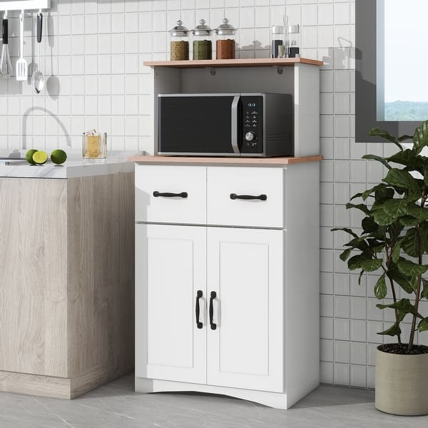 white microwave stand