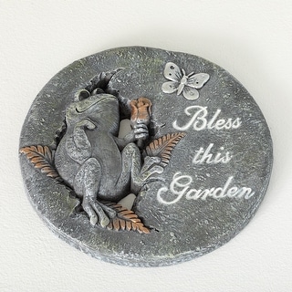 Sullivans 10 in. Round Frog Garden Stepping Stone; Gray - Bed Bath ...