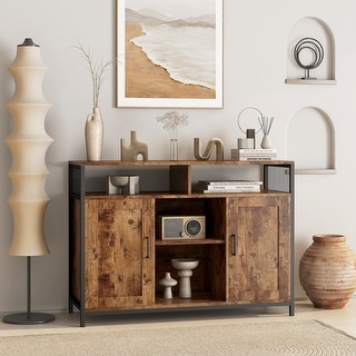 Industrial Style Storage Sideboard Cabinet with Four Shelves for Dining ...