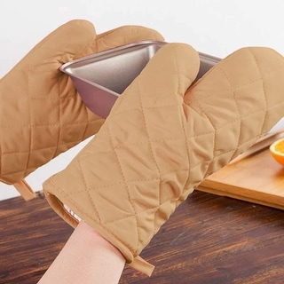 Heat Resistant Thick Soft Quilted Lining Kitchen Oven Glove Mitts - 2 ...
