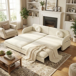 Homy Casa 3-in-1 Convertible Sleeper Sofa Bed, Pull-Out Couch w/ USB ...