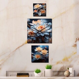 Designart "Beautiful Rainy Lotus Dance" Lotus Oversized Modern Clock ...