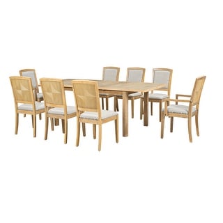 9 Pieces 84inch Dining Table Set with Extendable Dining Table and ...