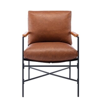 Minimalism Modern Style Metal Frame Faux Leather Porch Chair Accent ...