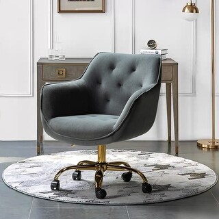 Task Chair With Tufted Back and Golden Base for Living room - Bed Bath ...