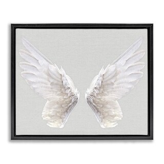 Stupell Angel Wings on Grey Framed Floater Canvas Wall Art Design by ...