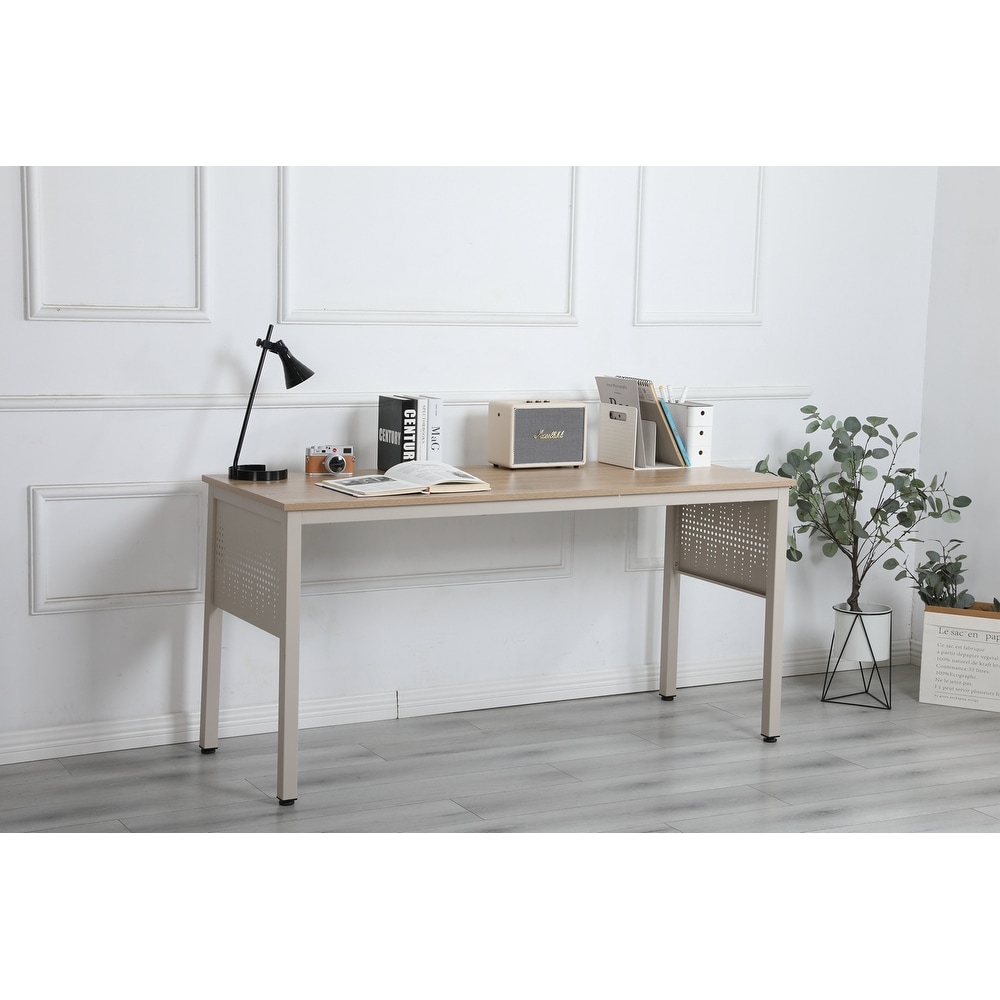 home office desk workstation with metal decorative panel - Bed Bath ...