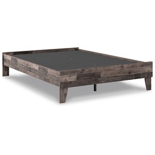 Full Platform Bed, Low Profile Footboard, Farmhouse Butcher Block Brown ...