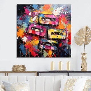 Designart "Cassette Tapes Tangled Tunes II" Music Wall Art Living Room ...