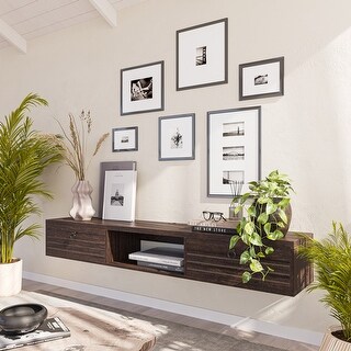 BELLEZE Langston Floating Wall Mounted 63" TV Console, 2 Colors - Bed ...