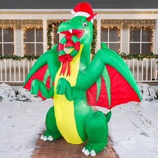 Syncfun 8 FT Christmas Dragon Inflatable, Realistic Green Dragon ...
