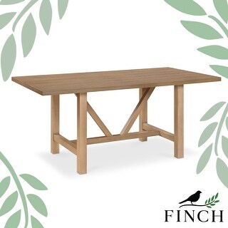 Finch Grant Dining Table, Modern Farmhouse Wood Trestle Base, 67" Long Rectangular Tabletop ...