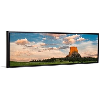 "Devils Tower against cloudy sky at dusk" Black Float Frame Canvas Art ...