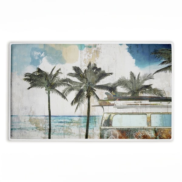 Stupell Retro Van Summer Beach View Printed Plush Bath Mat and Bath Rug ...