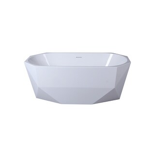 Indigo Home 59 inch Soaking Diamond Style Bathtub in Glossy White - Bed ...